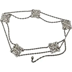 MADISON BEVERLY HILLS Vintage 1970s Metal Brutalist Mesh Square Link Chain Belt - Silver