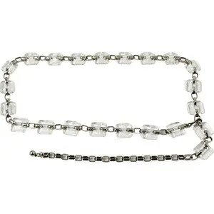 MADISON BEVERLY HILLS Vintage 1990s Clear Lucite Belt Tone Chain - Silver