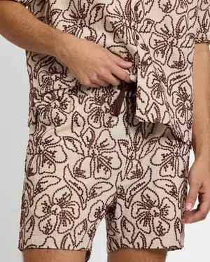 Onia Hibiscus Embroidered Luca Pull-on Short