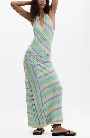 Desigual Striped Jersey Halter Dress
