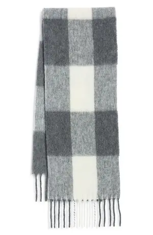 Eileen Fisher Check Alpaca & Virgin Wool Blend Scarf - Plaster