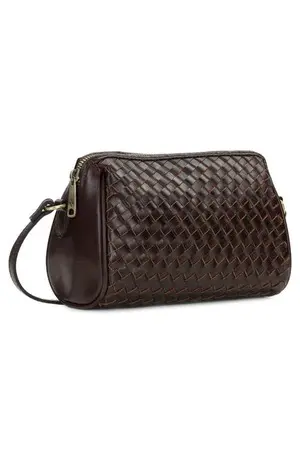PATRICIA NASH Romy Woven Leather Crossbody Bag - Chocolate