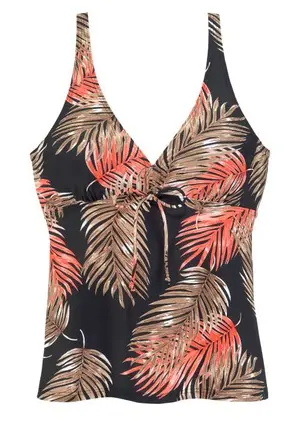 LASCANA Palm Print Underwire Tankini Top Bra-sized