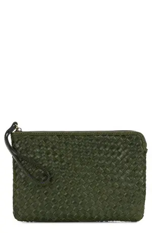 PATRICIA NASH Leisha Woven Leather Wristlet - Olive