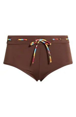 Solid & Striped The Junie Boyshort Bikini Bottoms - Truffle