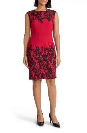KASPER Extended Cap Sleeve Sheath Dress