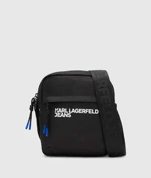 Karl Lagerfeld Logo Nylon Reporter Bag - Black