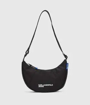 Karl Lagerfeld Logo Nylon Moon Bag - Black
