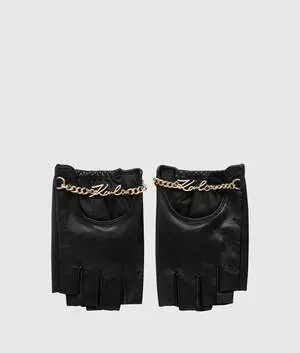 Karl Lagerfeld K/signature Chain Fingerless Gloves - Black