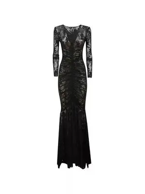 Norma Kamali Floral-lace Ruched Gown - Black