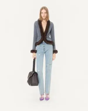 Valentino Garavani Cashmere Jacket With Shearling Trim