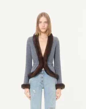Valentino Garavani Cashmere Jacket With Shearling Trim
