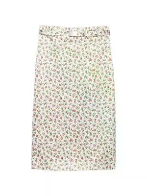 Prada Printed Silk Duchesse Midi Skirt - Neutrals