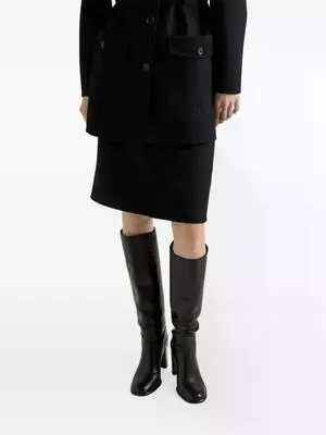 Prada Double-cloth Midi Skirt - Black