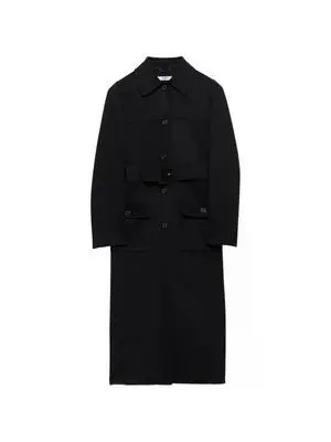 Prada Single-breasted Double-cloth Overcoat - Black