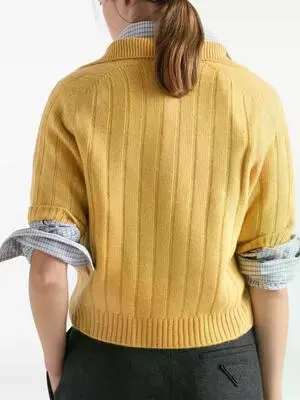 Prada Re-cashmere Short-sleeve Polo Sweater