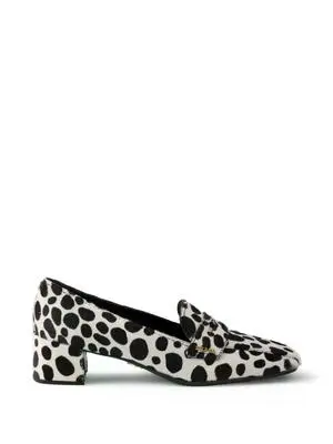 Prada Printed Calf Hair Leather Loafers - White