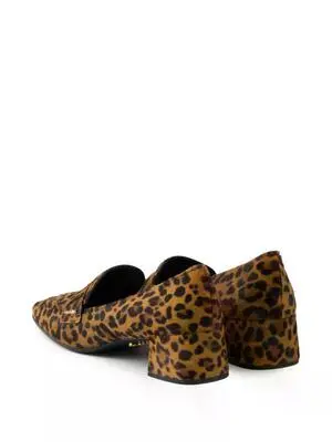 Prada Printed Leather Loafers - Brown