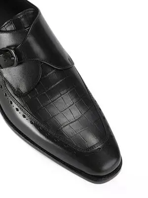 Kurt Geiger Beaumont Croc-embossed Monk Shoes