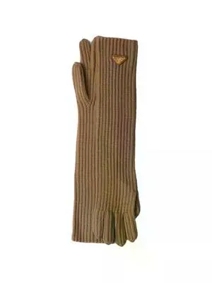 Prada Wool Knit Gloves - Brown