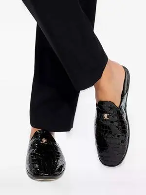 Kurt Geiger Savoy Croc-embossed Slippers - Black