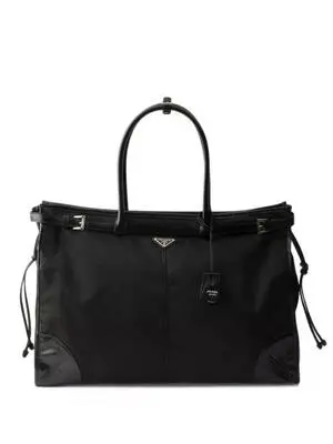 Prada Bonnie Re-nylon And Leather Tote Bag - Black