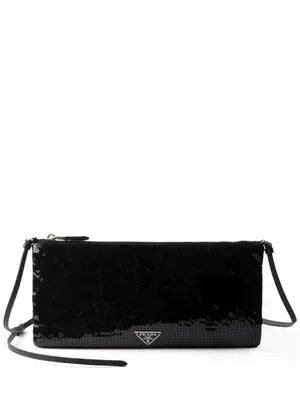 Prada Small Satin And Sequin Shoulder Bag - Black