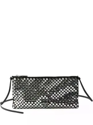 Prada Small Satin And Crystal Shoulder Bag - Silver