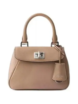Prada Avoir Mini Handbag In Saffiano Leather - Neutrals