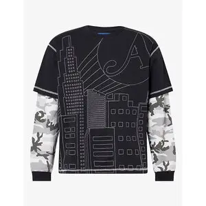 AWAKE NY Skyline Waffle Long-sleeve Cotton Top - Black