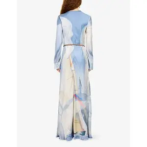 Zimmermann Clash Sail Sheath Graphic-print Woven Maxi Dress