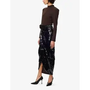 ROTATE BY BIRGER CHRISTENSEN Linetta Knotted Sequin Midi Dress