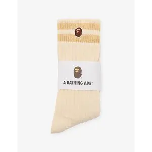 A BATHING APE Chunky Ribbed Cotton Crew Socks - Ivory