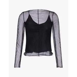 MARC LEBIHAN Top Pince Croix Tulle Top - Noir
