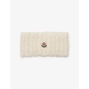 Moncler Logo-patch Wide Cable Knit Headband - Natural