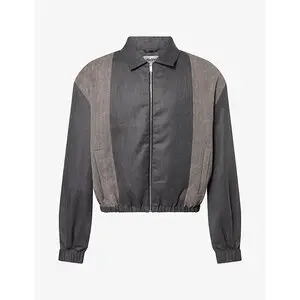 AWGE Zip Striped Wool And Linen Shirt Jacket - Olive