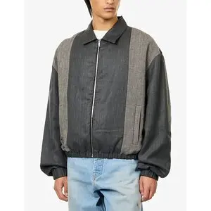 AWGE Zip Striped Wool And Linen Shirt Jacket