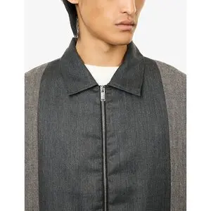 AWGE Zip Striped Wool And Linen Shirt Jacket