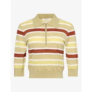 ZANKOV Davidoff Stripe Wool Polo Top - Sprout Multi