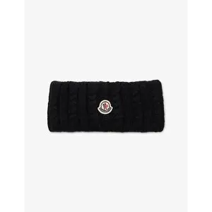 Moncler Logo-patch Cable Knit Headband - Black