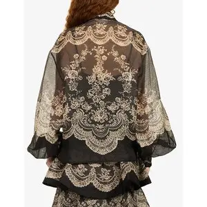 Zimmermann Clash Tie Printed Linen And Silk Blouse
