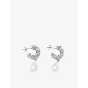 MISSOMA Pearl Baya Charm Small Sterling- Hoop Drop Earrings - Silver