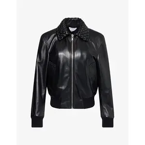 Bottega Veneta Padded Fluid Intrecciato Collar Leather Blouson Jacket