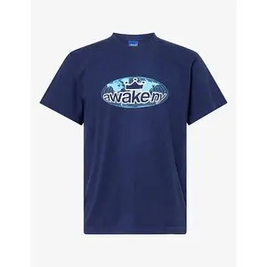 AWAKE NY Worldwide Static Cotton T-shirt - Navy