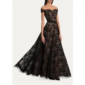 Alice + Olivia Viviana Off-the-shoulder Lace Gown