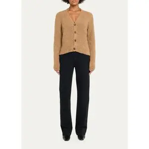 STUDENBURG Camel Slub Boucle V-neck Cardigan
