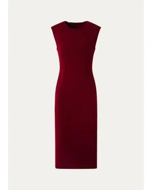 Akris Sleeveless Wool Crepe Double-face Zip Slit Midi Dress - Cherry