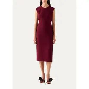 Akris Sleeveless Wool Crepe Double-face Zip Slit Midi Dress