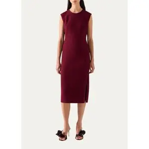 Akris Sleeveless Wool Crepe Double-face Zip Slit Midi Dress