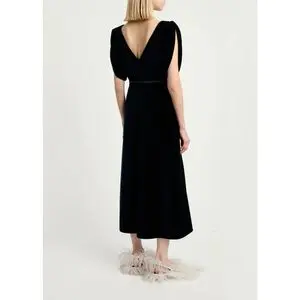 Erdem Embellished Velvet Short-sleeve A-line Midi Dress